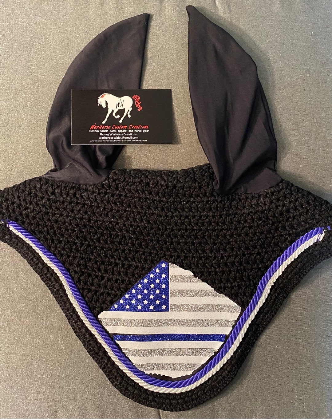 Custom Police Thin Blue Line - Horse and Cob Ear Bonnets Only - Etsy