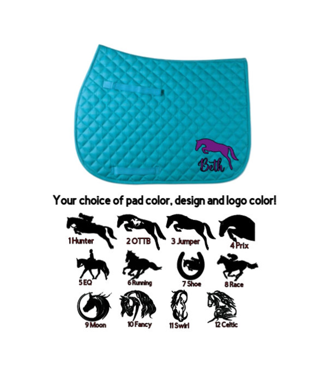 Custom Horse English All Purpose Saddle Pad - Personalized Design and ...
