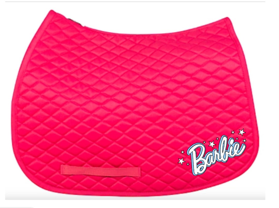 Custom HORSE Saddle Pad - Pink Pad With Barbie Logo - Etsy