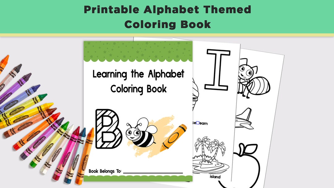 Printable ABC Themed Coloring Book Pre-school & Kindergarten Kids ...