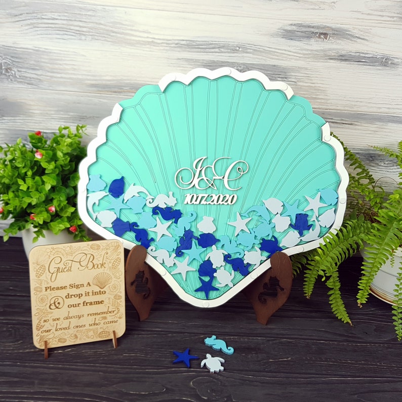 Sea Shell Shape Guest Book Beach Wedding Guestbook Tropical | Etsy