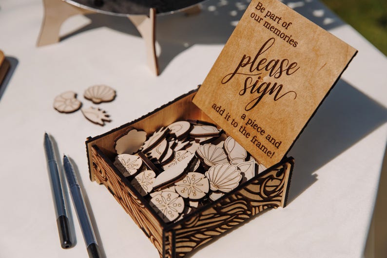 Elegant Palm Tree Wedding Guest Book Drop Box Personalized Wooden ...