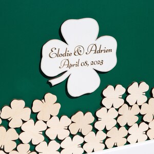 Shamrock Wedding Guest Book Drop Top Wedding Guestbook White Frame St ...