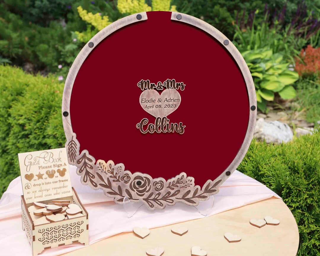 Wood Guestbook, Round Wood Sign, Wedding Sign in Book, Round Wedding ...