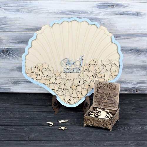 Sea Shell Shape Guest Book Beach Wedding Guestbook Tropical | Etsy
