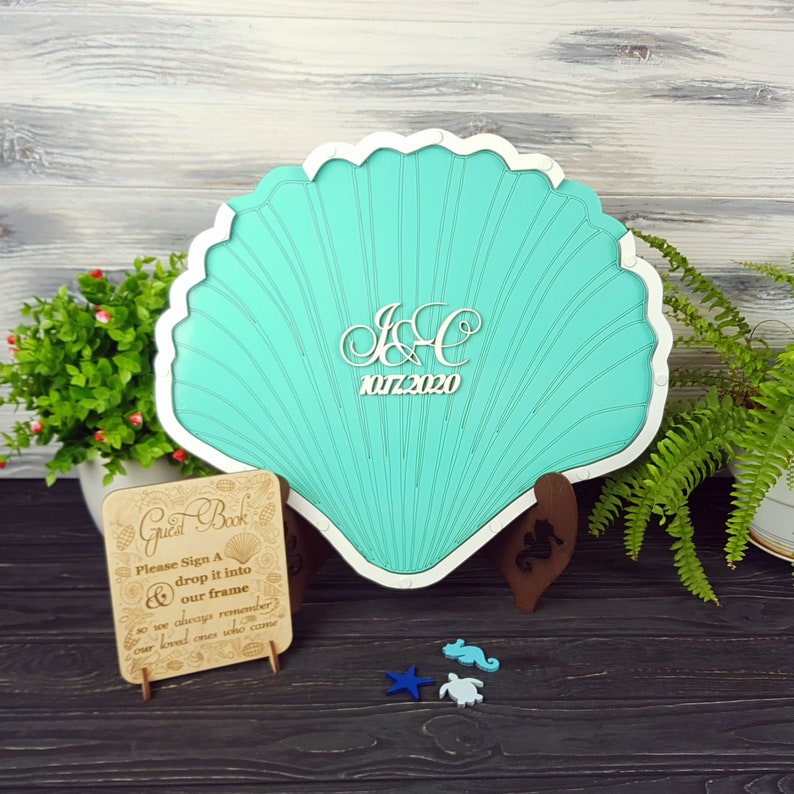 Sea Shell Shape Guest Book Beach Wedding Guestbook Tropical | Etsy