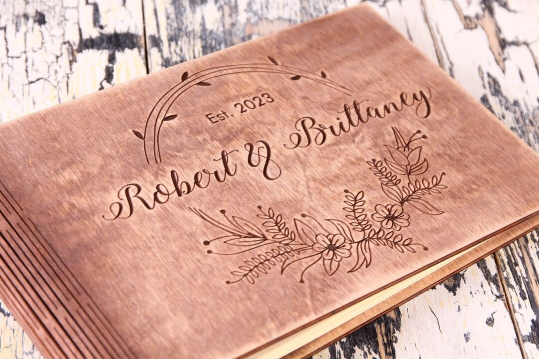 Handmade Guest Book Personalized, Hardcover Guest Book, Cognac, Vintage ...