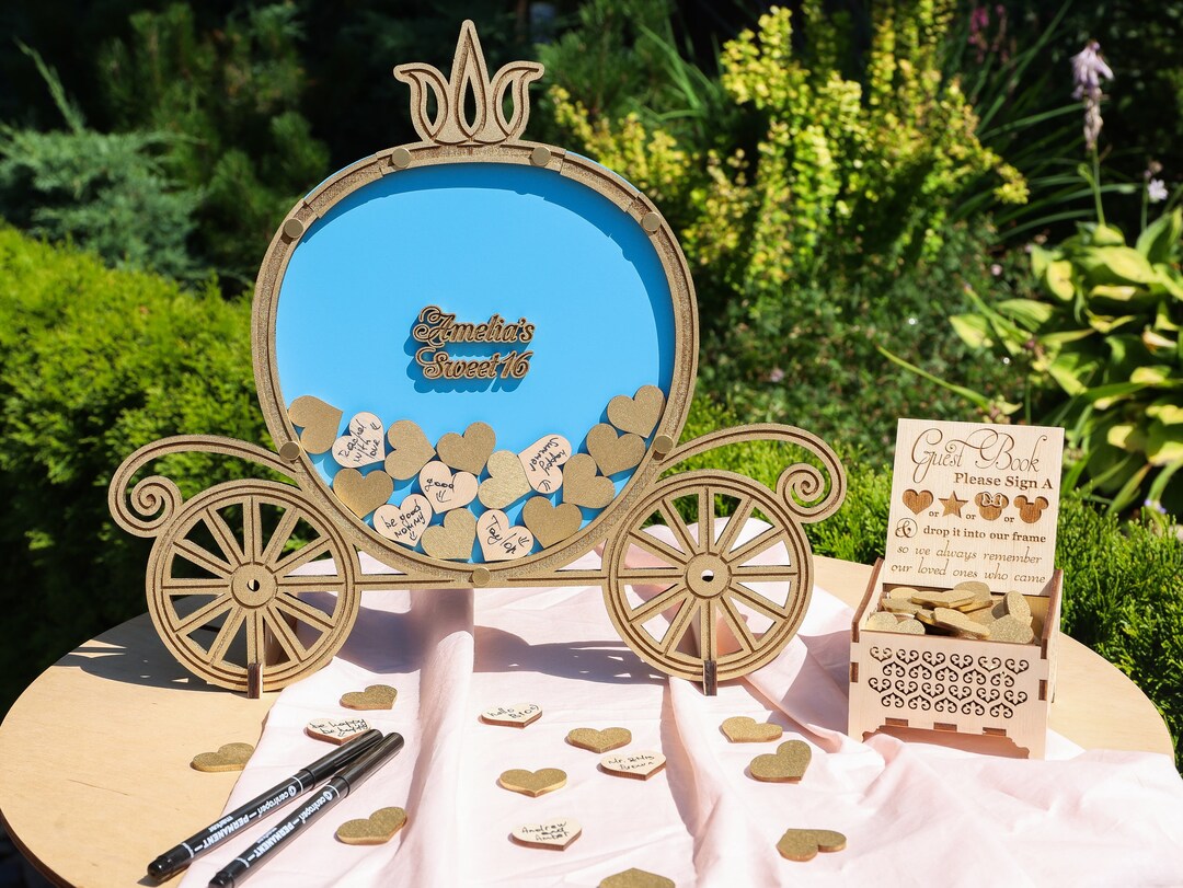 Princess Cinderella Guest Book Sign Birthday Drop Box Quince Guest Book ...