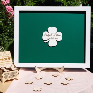 Shamrock Wedding Guest Book Drop Top Wedding Guestbook White Frame St ...