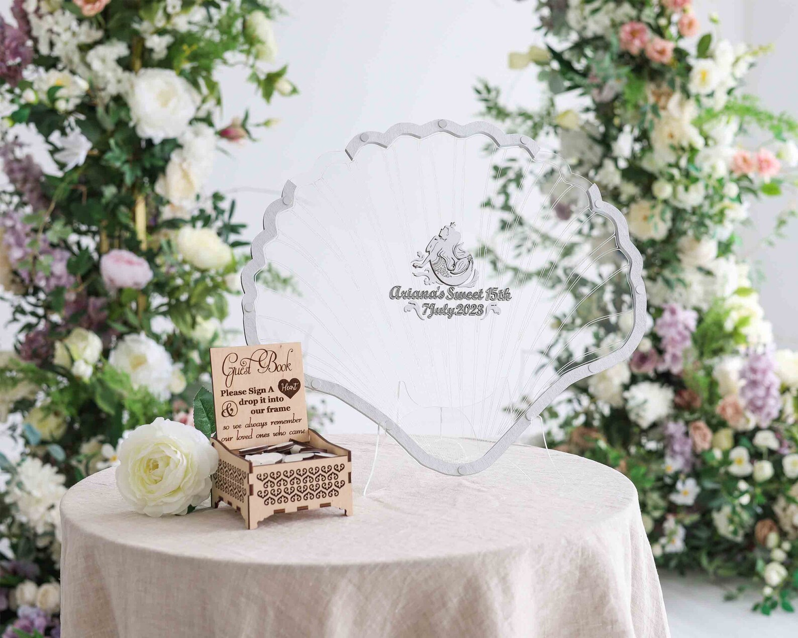 Elegant Personalized Seashell Guest Book – Wooden Drop Box Alternative ...