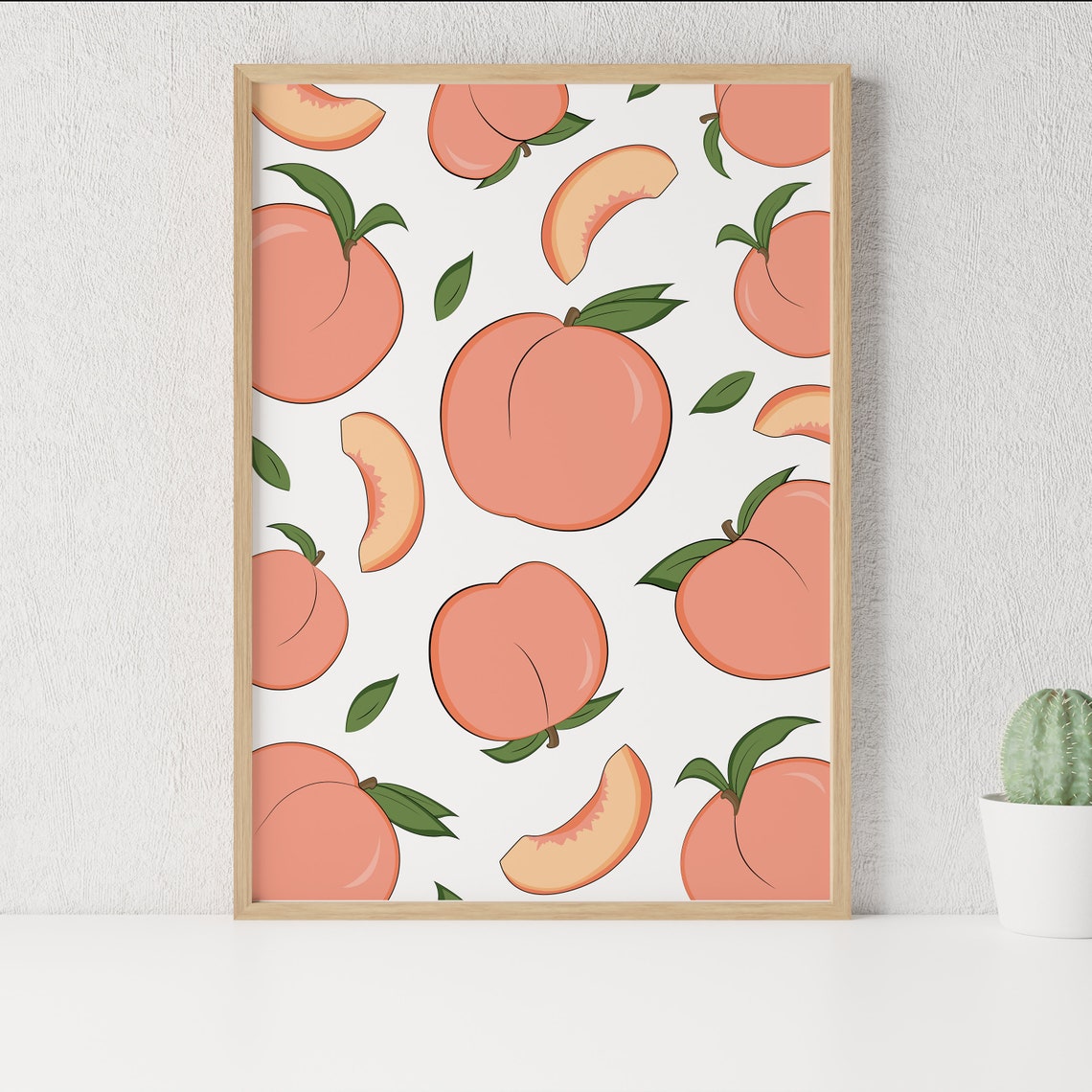 Digital Abstract Peach Print, Art, Peachy, Cute, Bathroom Decor ...