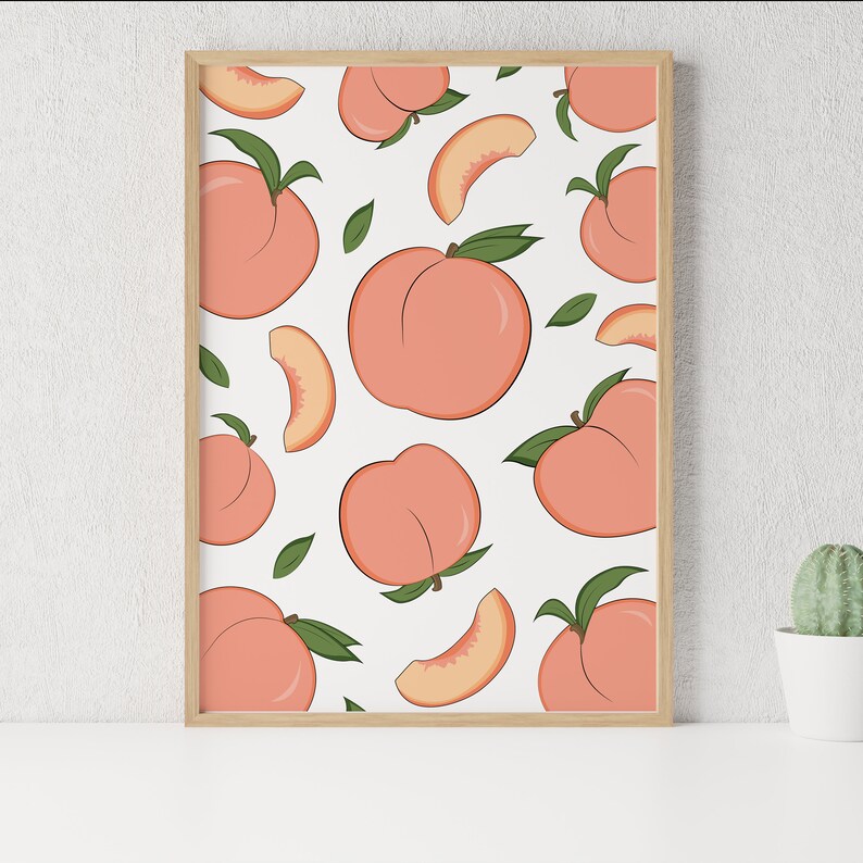 Digital Abstract Peach Print, Art, Peachy, Cute, Bathroom Decor ...
