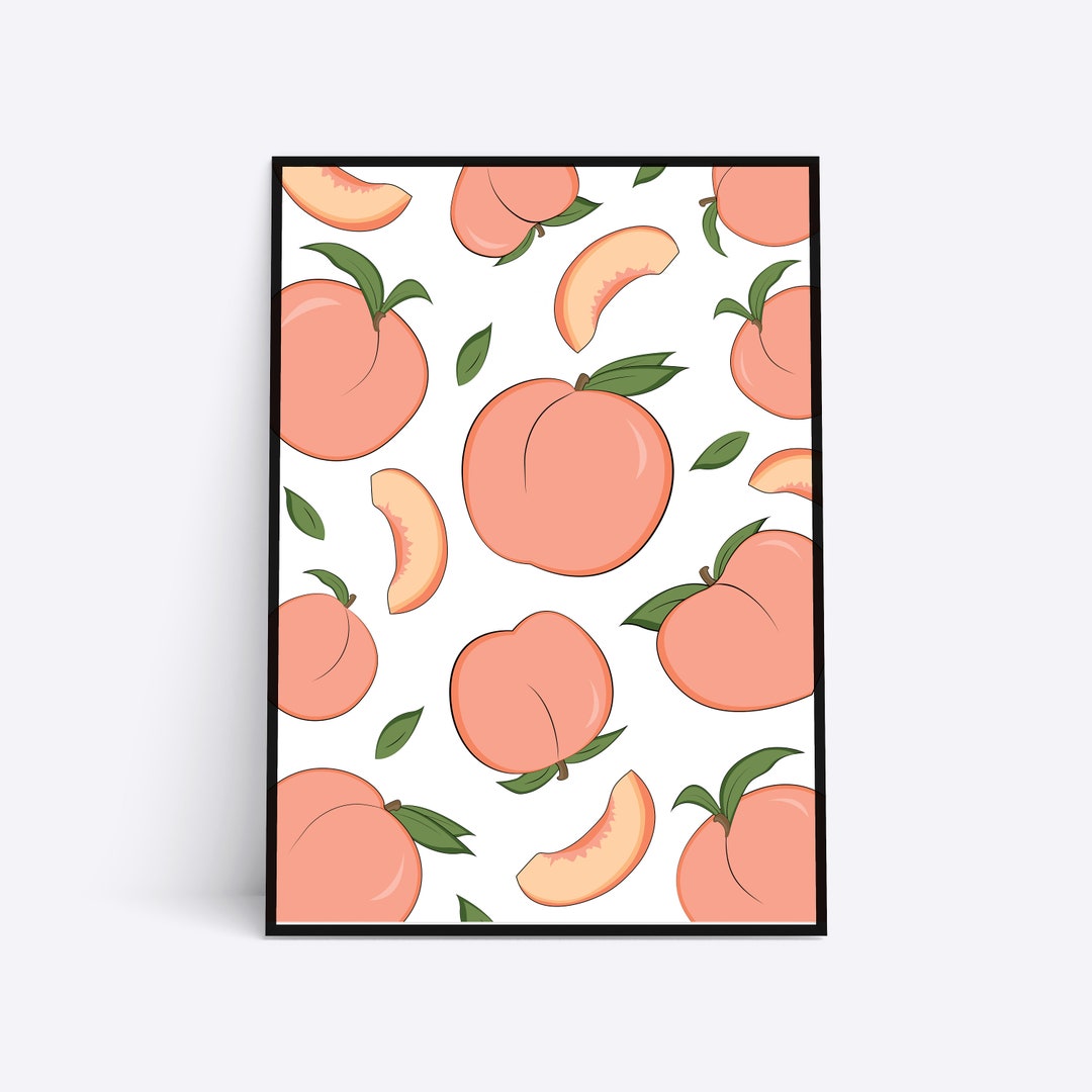 Digital Abstract Peach Print, Art, Peachy, Cute, Bathroom Decor ...