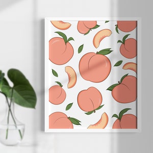 Digital Abstract Peach Print, Art, Peachy, Cute, Bathroom Decor ...