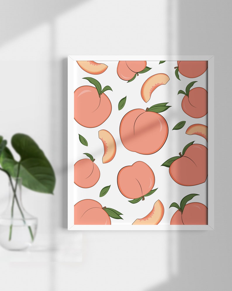 Digital Abstract Peach Print, Art, Peachy, Cute, Bathroom Decor ...