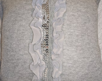 Grey Square Pillow With Ruffles Frilled Pillow Decorative - Etsy