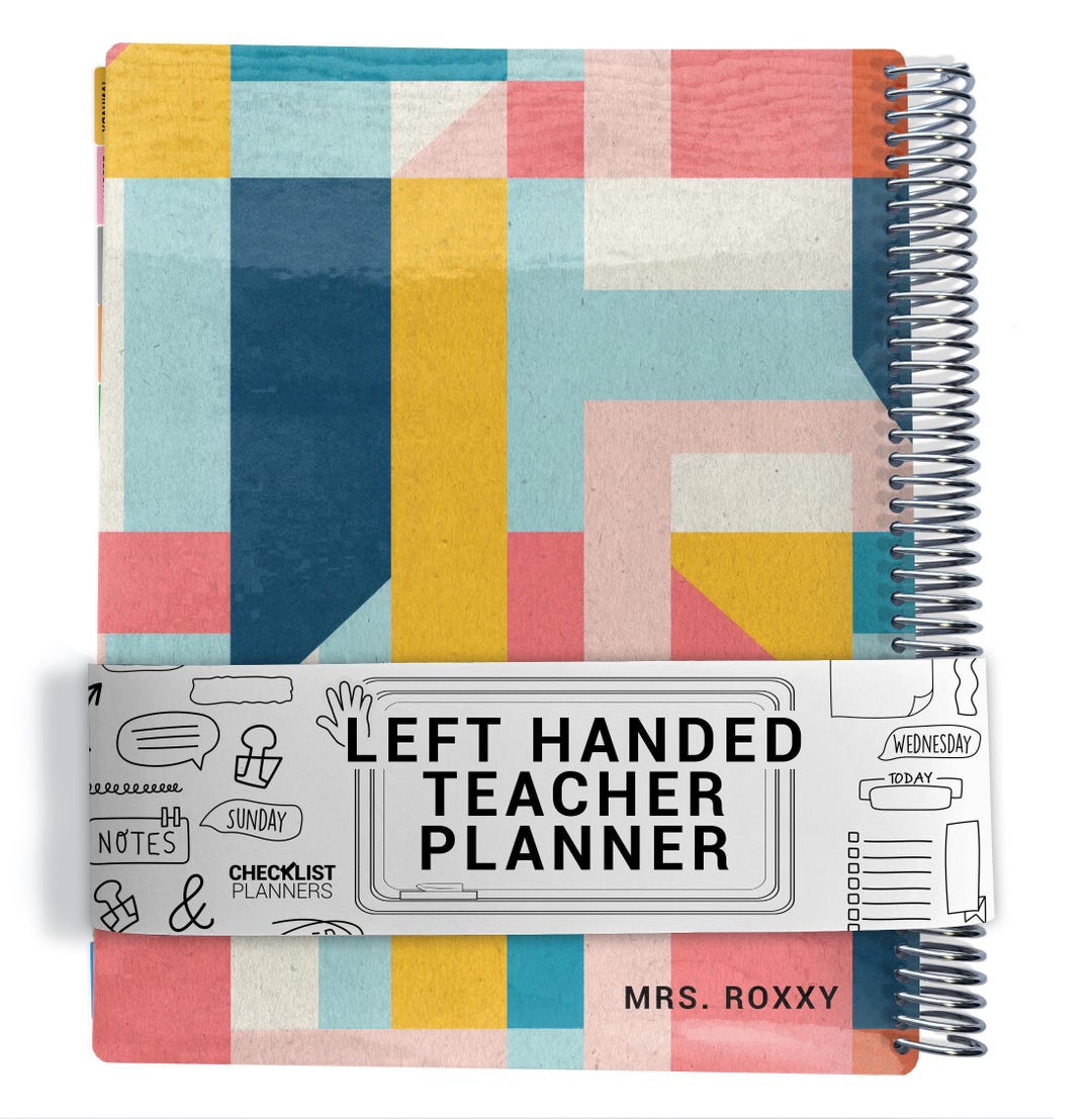 Left Handed TEACHER Planner, Leftys Checklist Planner, Personalized ...