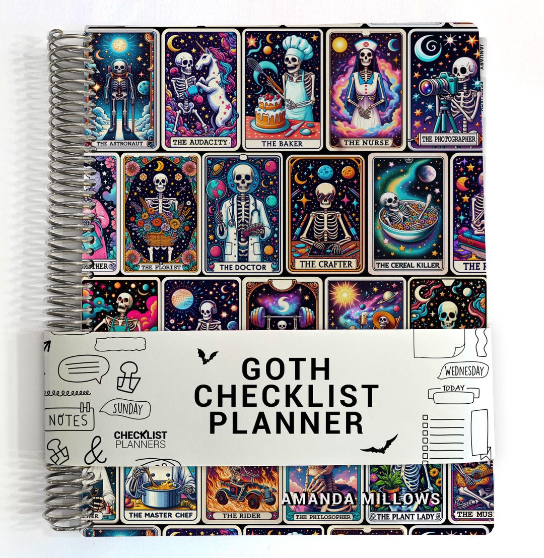 Goth Checklist Planner, to Do List Planner, 2025-2026, Personalized ...