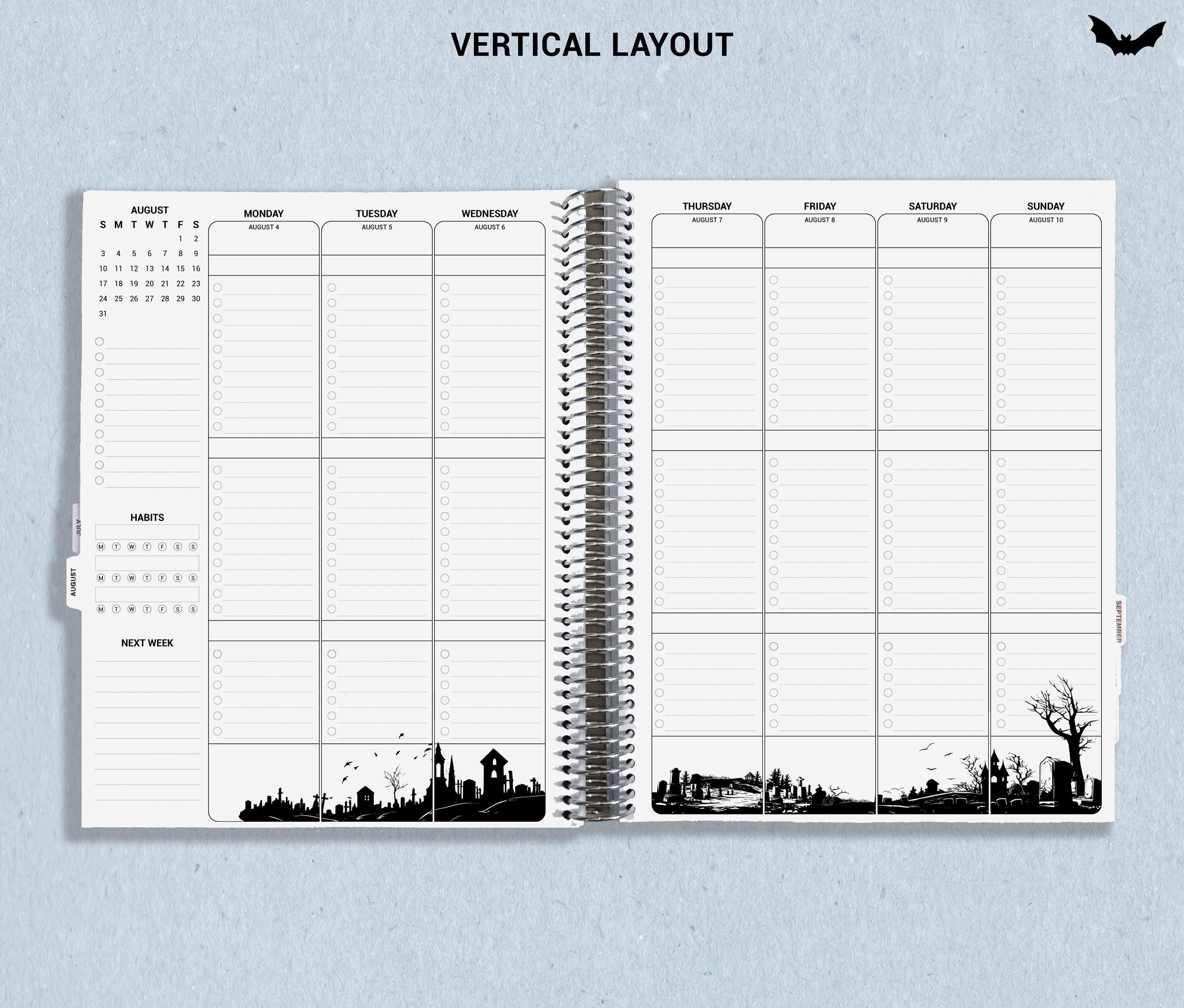Goth Checklist Planner, to Do List Planner, 2026-2027, Personalized ...