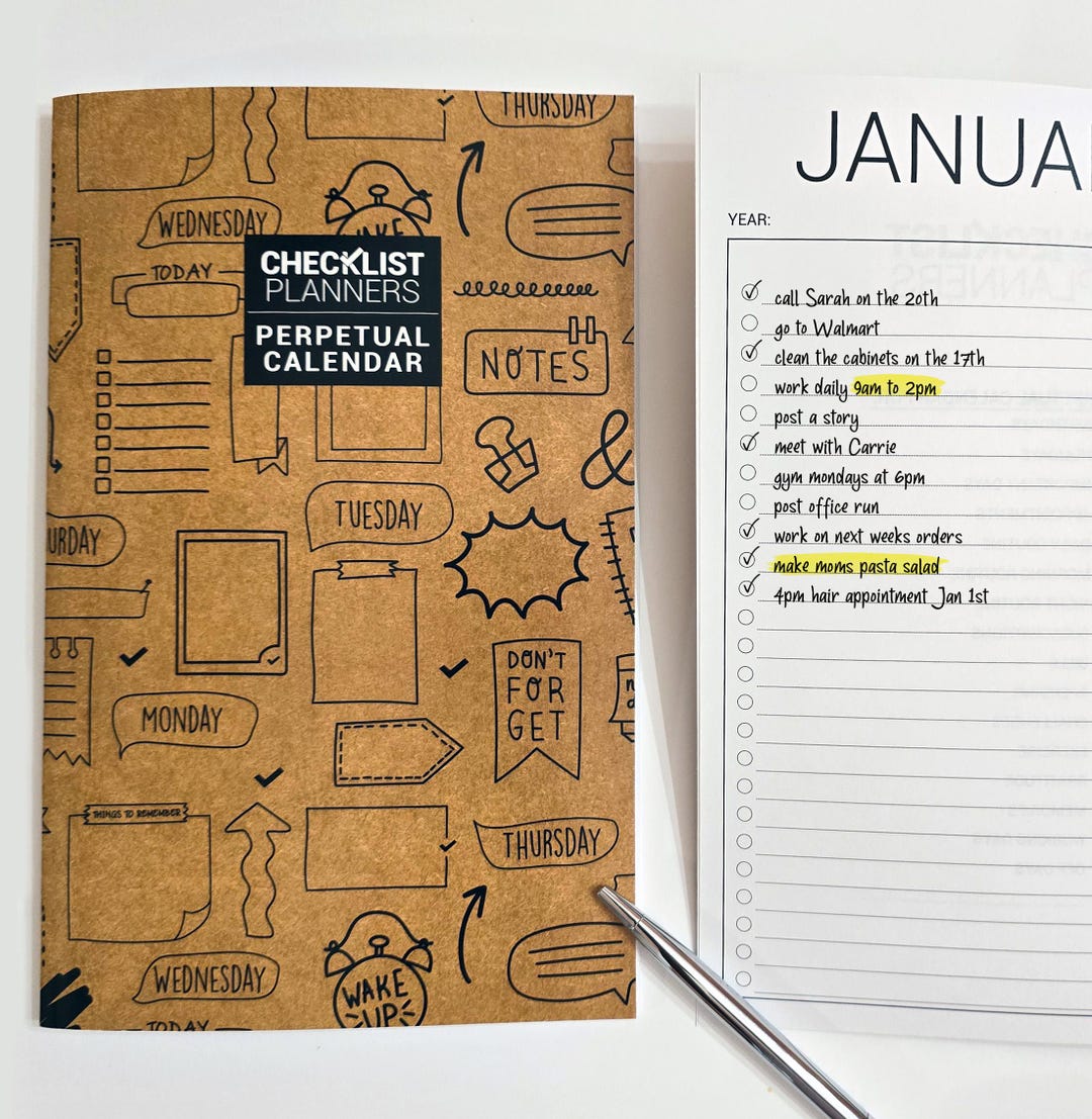 Perpetual Calendar, 5.5x8.5inch, Monthly Checklist Book, Appointment ...