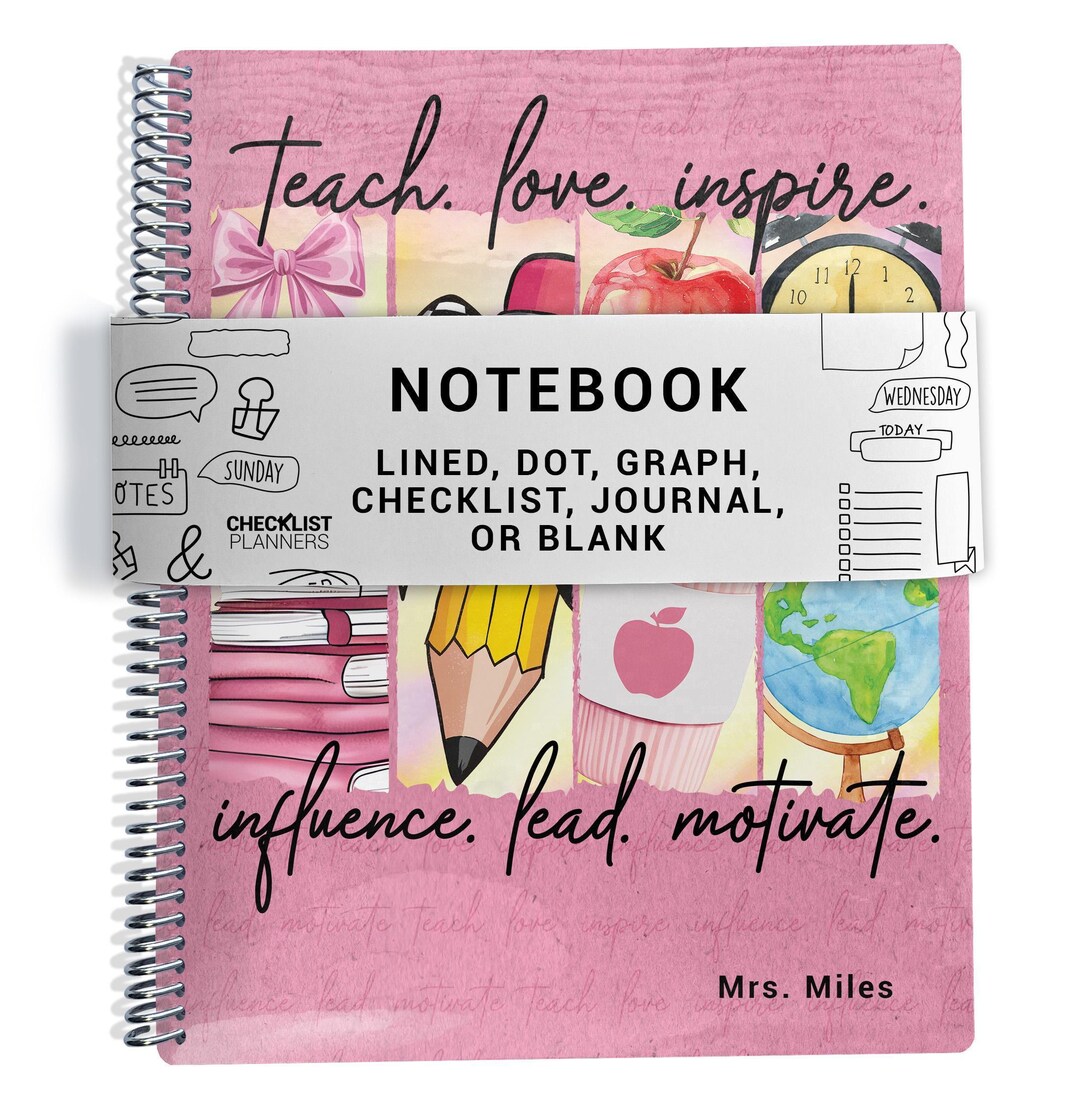 Teacher Notebook, Lined, Checklists, Dot Grid, Graph, Journal, Diary ...