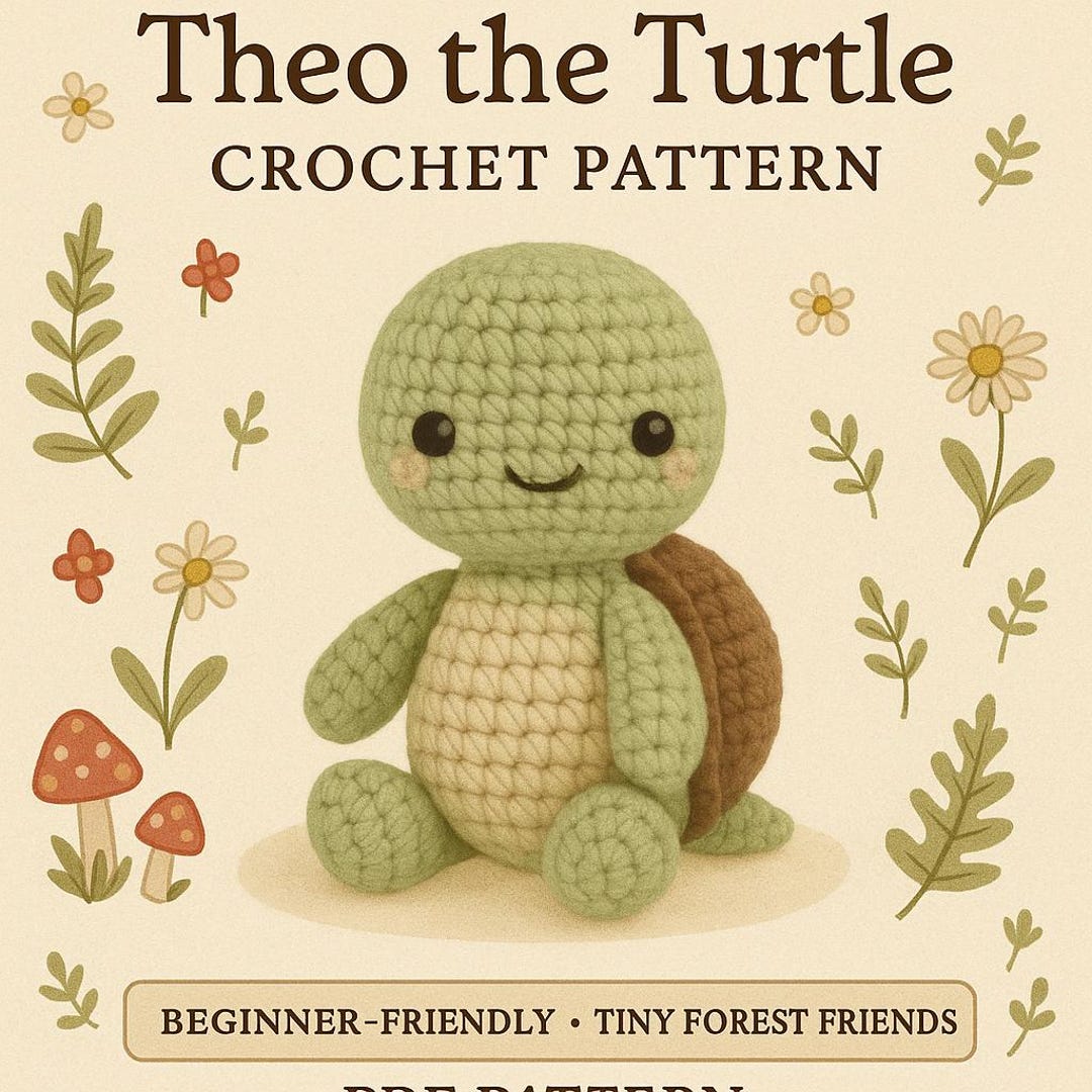 Theo the Turtle Crochet Pattern – Amigurumi PDF, Beginner Forest Animal ...