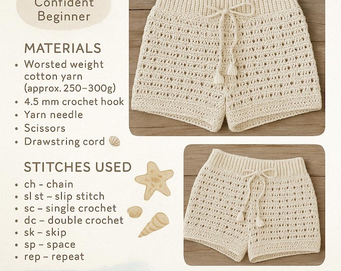 Sea Breeze Shorts Crochet Pattern PDF | Easy Summer Shorts Tutorial ...