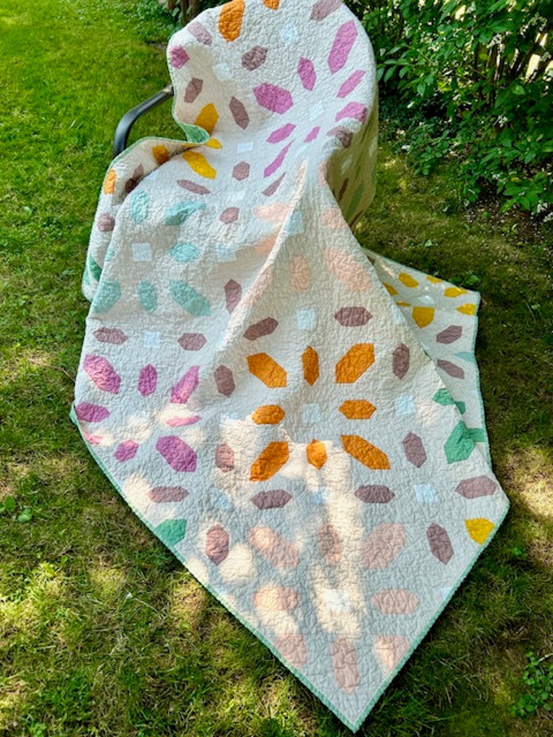 EYELET LACE Handmade Contemporary 100% Cotton Quilt 73 X 74 Finished ...