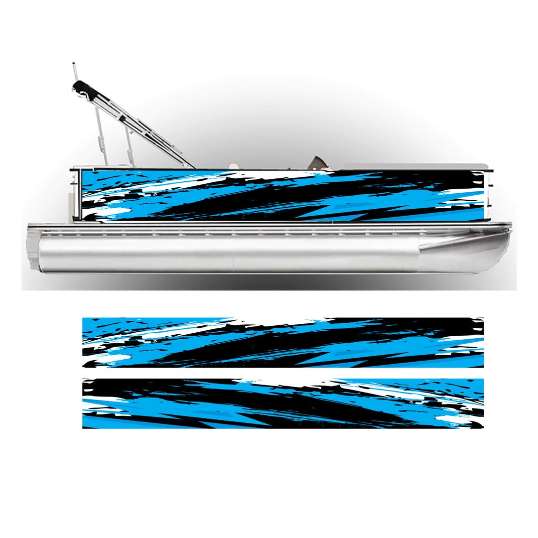 Blue Pontoon Boat Wrap Graphic Decal Kit - Many Sizes and Colors - Full ...