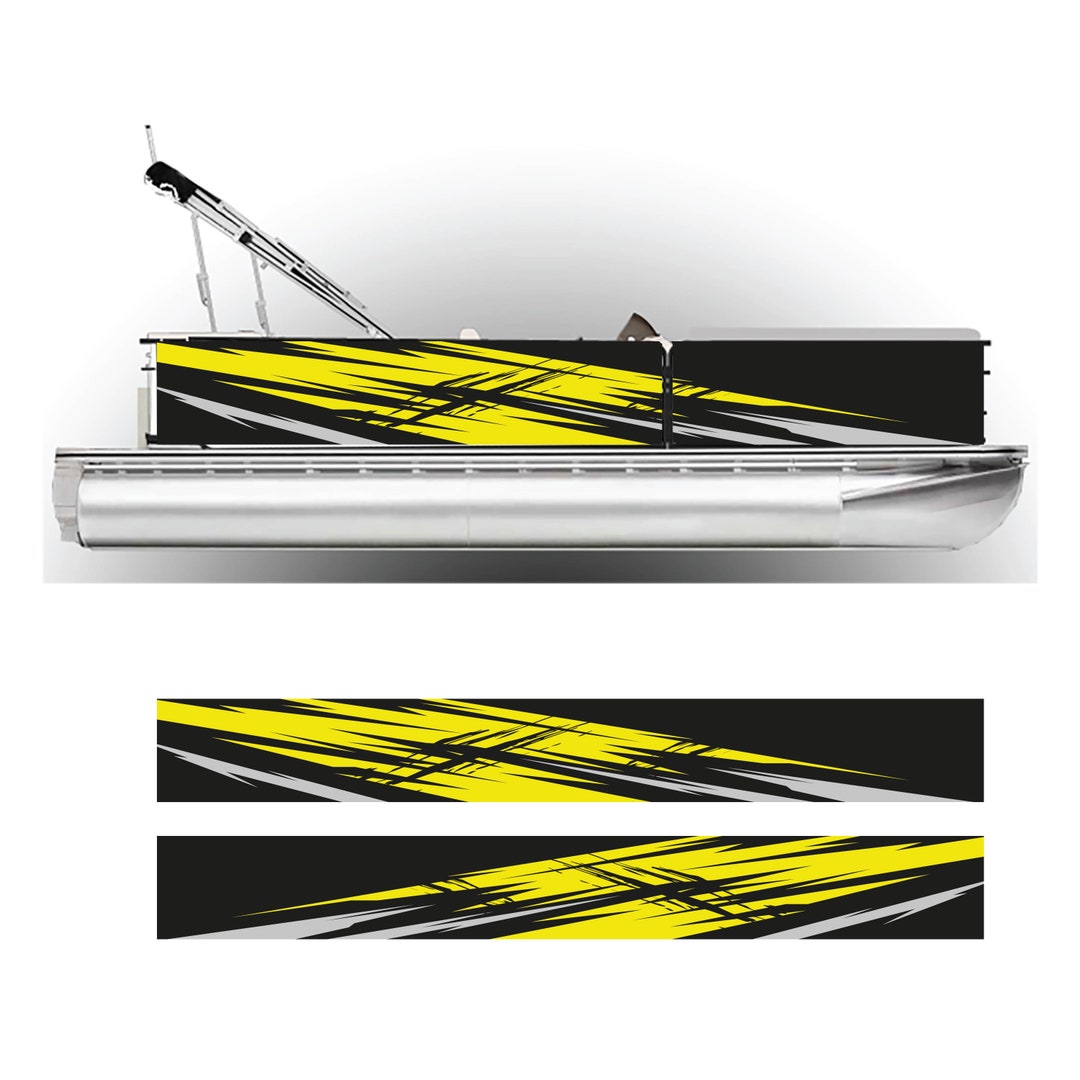 Yellow Pontoon Boat Wrap Graphic Decal Kit - Many Sizes and Colors ...