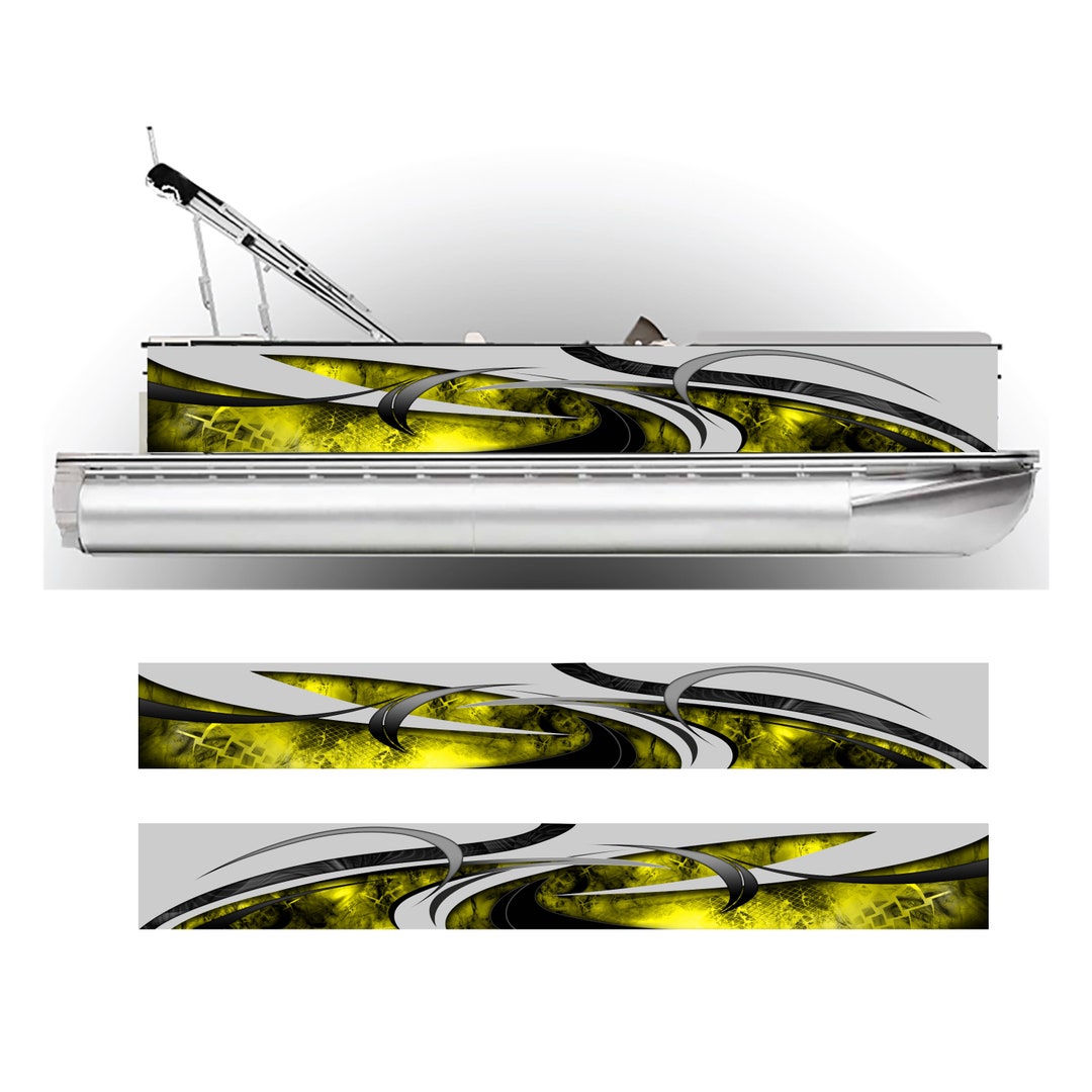 Yellow Pontoon Boat Wrap Graphic Decal Kit - Many Sizes and Colors ...