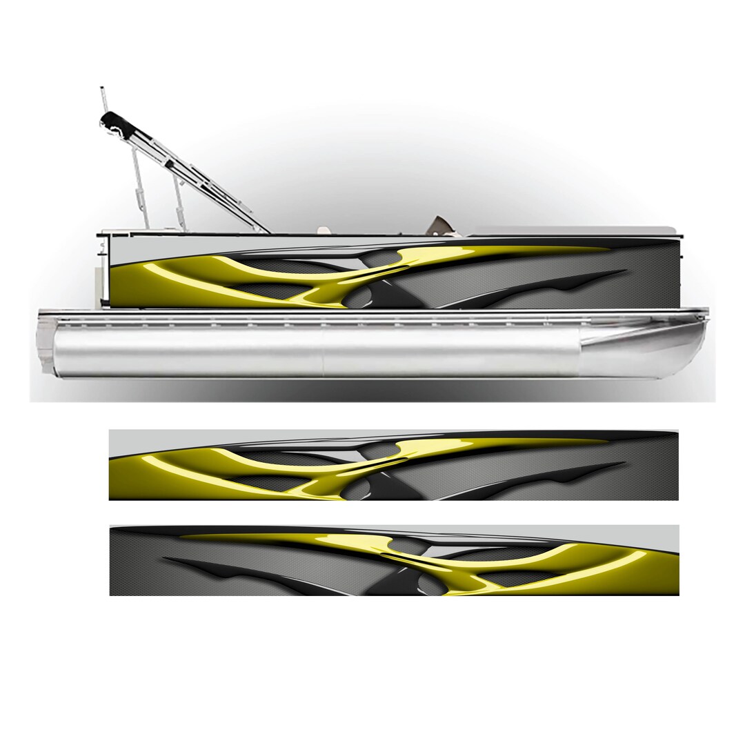 Yellow Pontoon Boat Wrap Graphic Decal Kit - Many Sizes and Colors ...