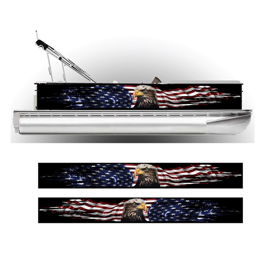 Patriotic Pontoon Boat Wrap American Flag Graphic Decal Kit - Many ...