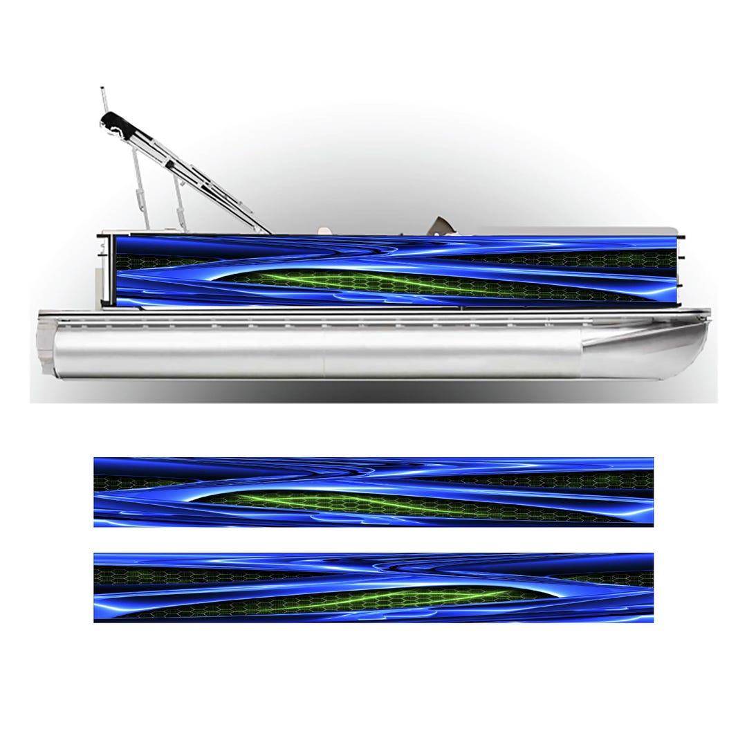Blue Pontoon Boat Wrap Graphic Decal Kit - Many Sizes and Colors - Full ...