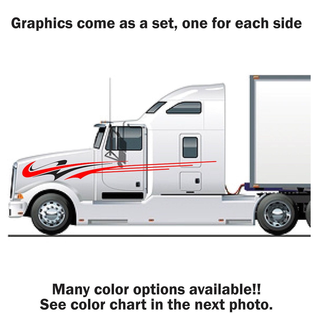 Semi Truck Vinyl Graphics Decals Stripes Many Colors Left and Right - Etsy