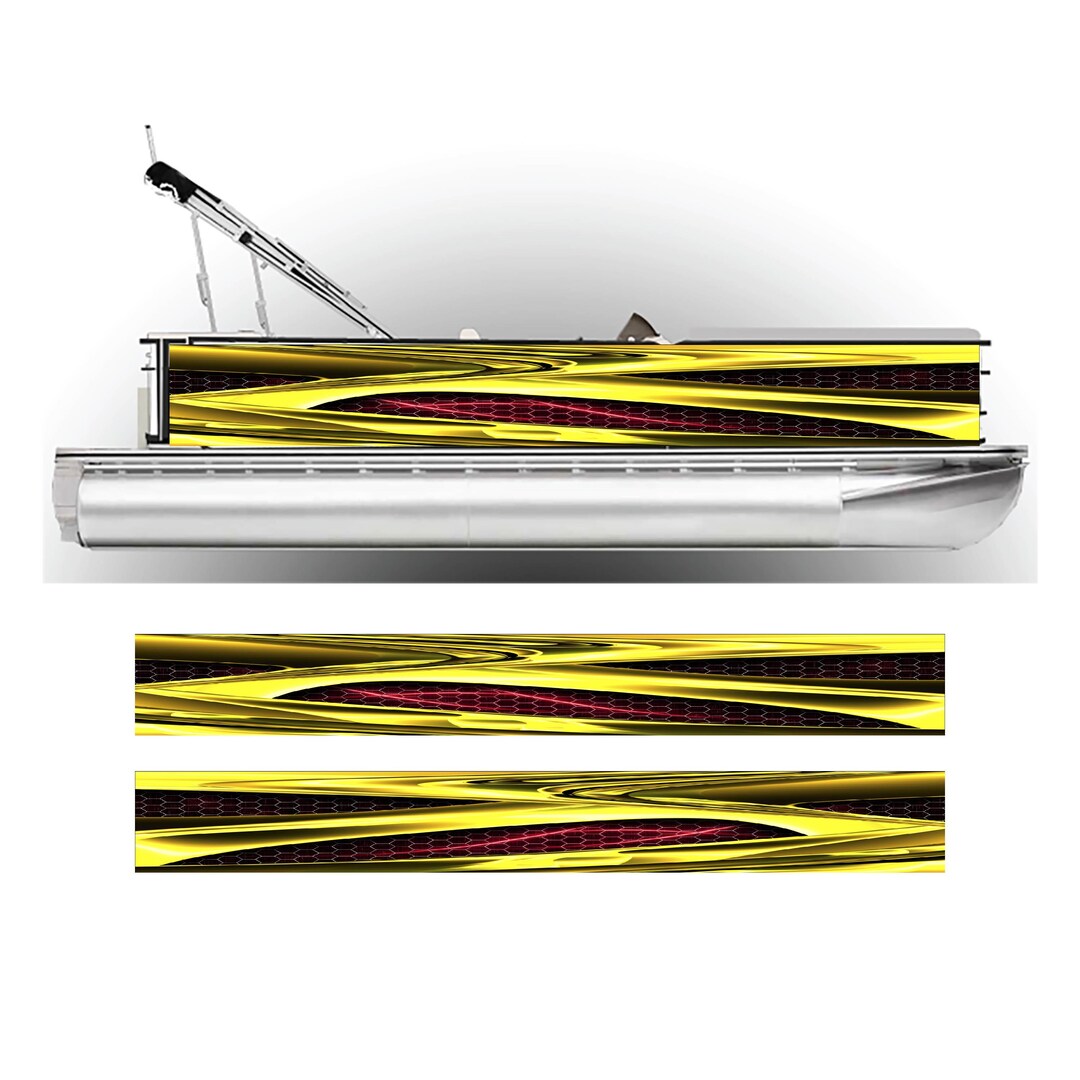 Yellow Pontoon Boat Wrap Graphic Decal Kit - Many Sizes and Colors ...