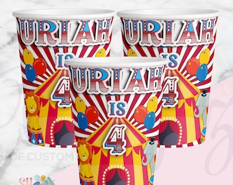 CIRCUS PARTY CUPS Circus Birthday Cups Circus Party Favors Circus Party ...