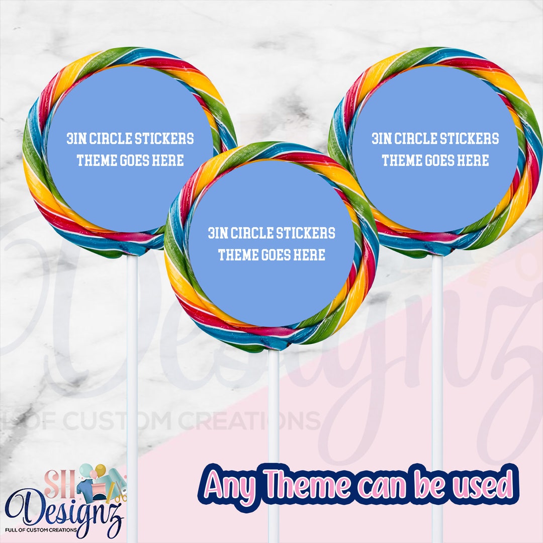 Your Theme Lollipop Labels, Custom Birthday Party Labels, Lollipop ...