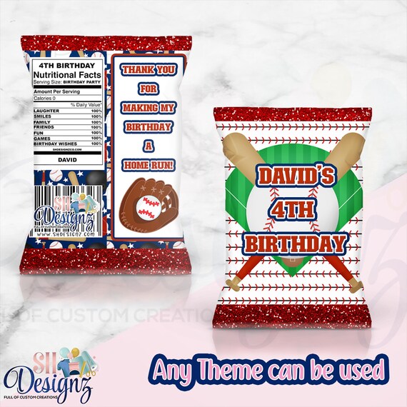 Baseball Chip Bags Birthday Party Baseball Party Baseball - Etsy