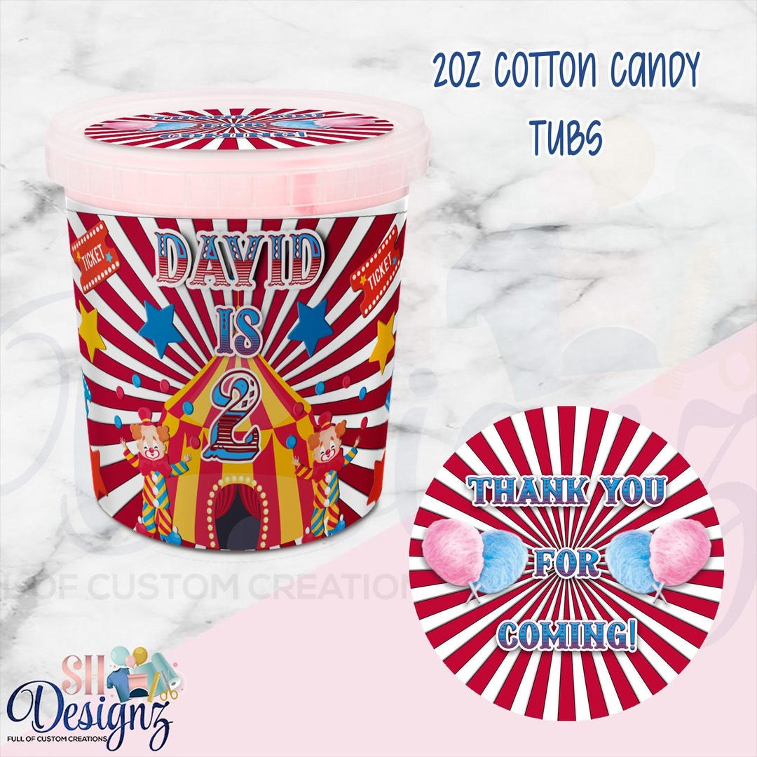 Circus Cotton Candy Tubs- Circus Pink Party - Circus Party - Carnival ...