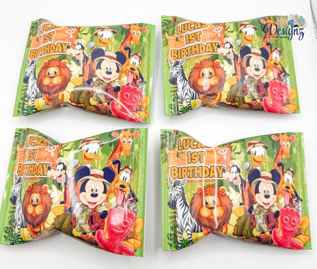 Mickey Mouse Safari Birthday Party Candies, Mickey Mouse Safari, Mickey ...