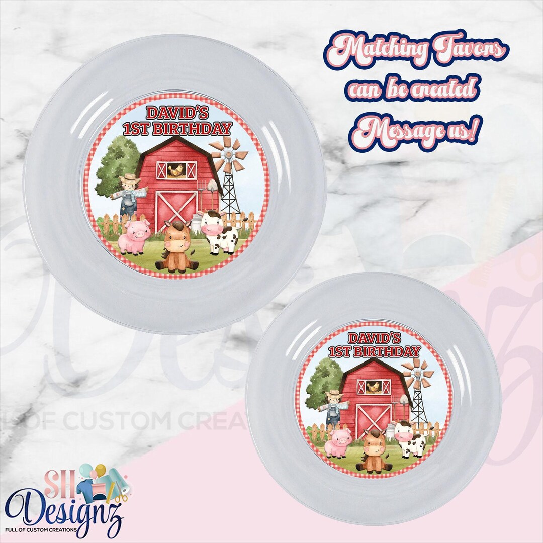 Farm Birthday Plates: Barnyard Party Supplies (sets of 12) - Etsy
