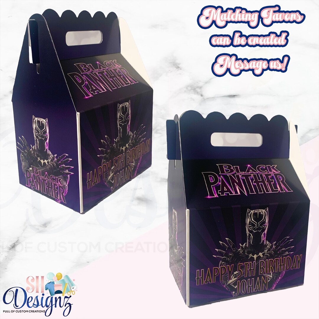 Black Panther Gable Boxes, Black Panther Birthday Party, Black Panther ...