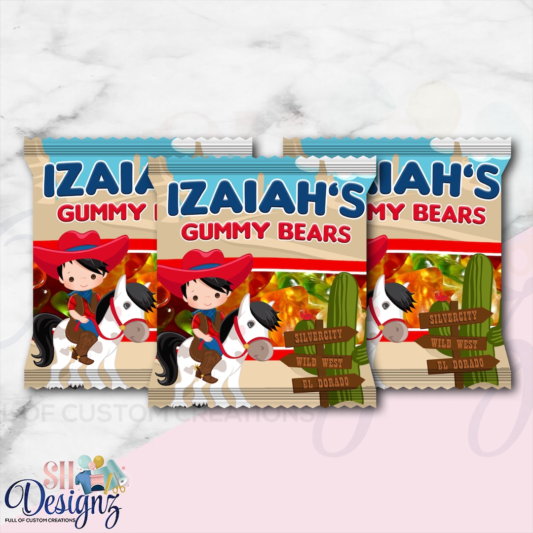 Cowboy Birthday Party Gummy Bears - Cowboy Theme Birthday Party- Cowboy ...