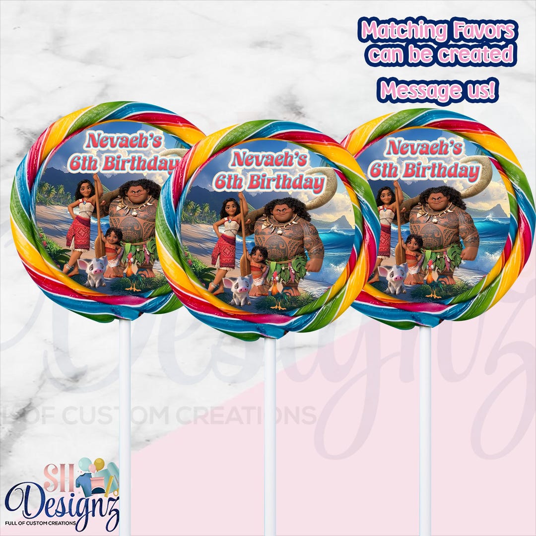 Moana 2 Lollipop Labels - Moana 2 Party, Moana 2 Birthday Party - Moana ...