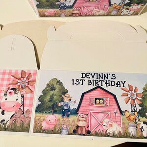 Farm Pink Gable Boxes -farm Birthday - Barnyard Pink Party- Farmhouse ...