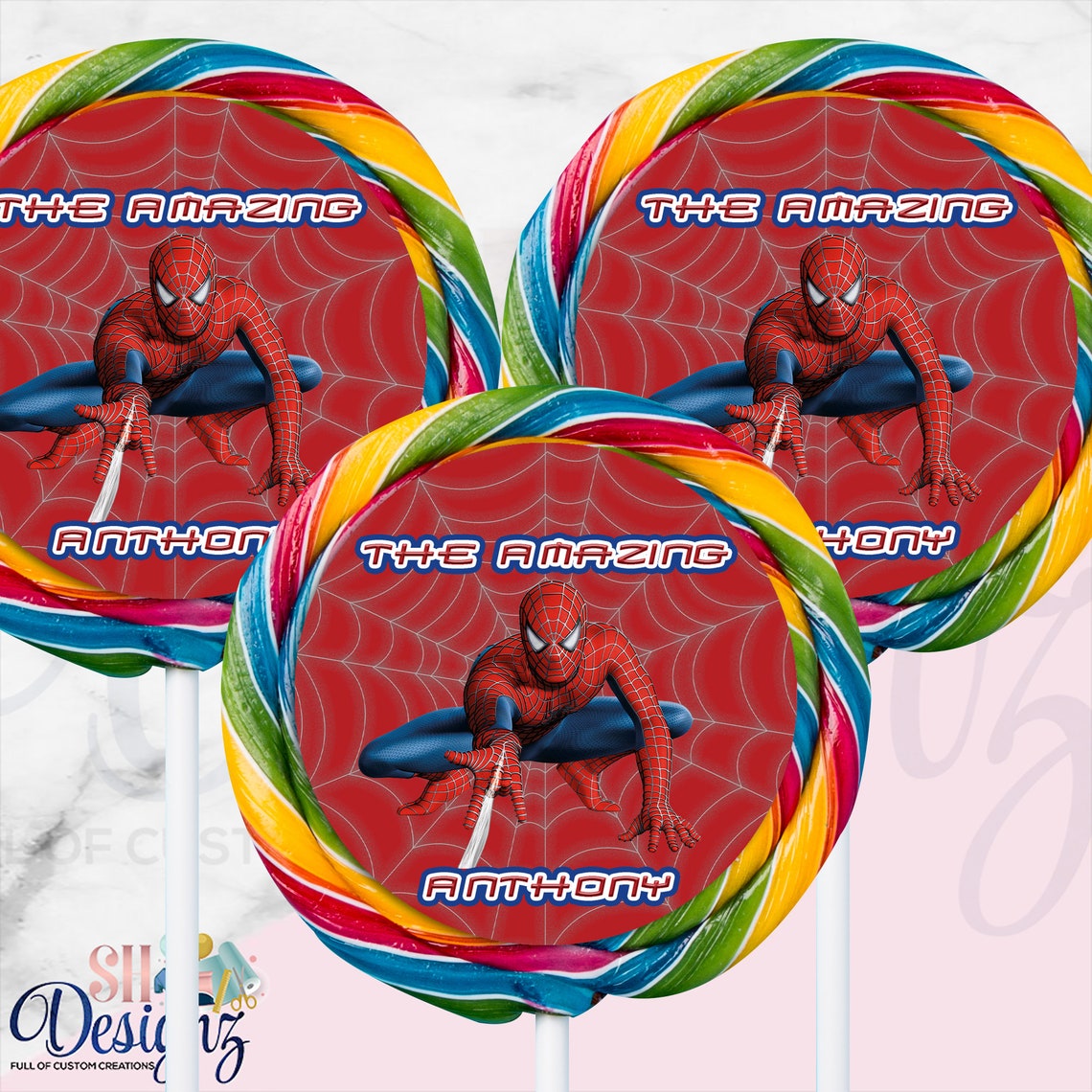 Spiderman Birthday Party Lollipop Labels Spiderman Party - Etsy UK