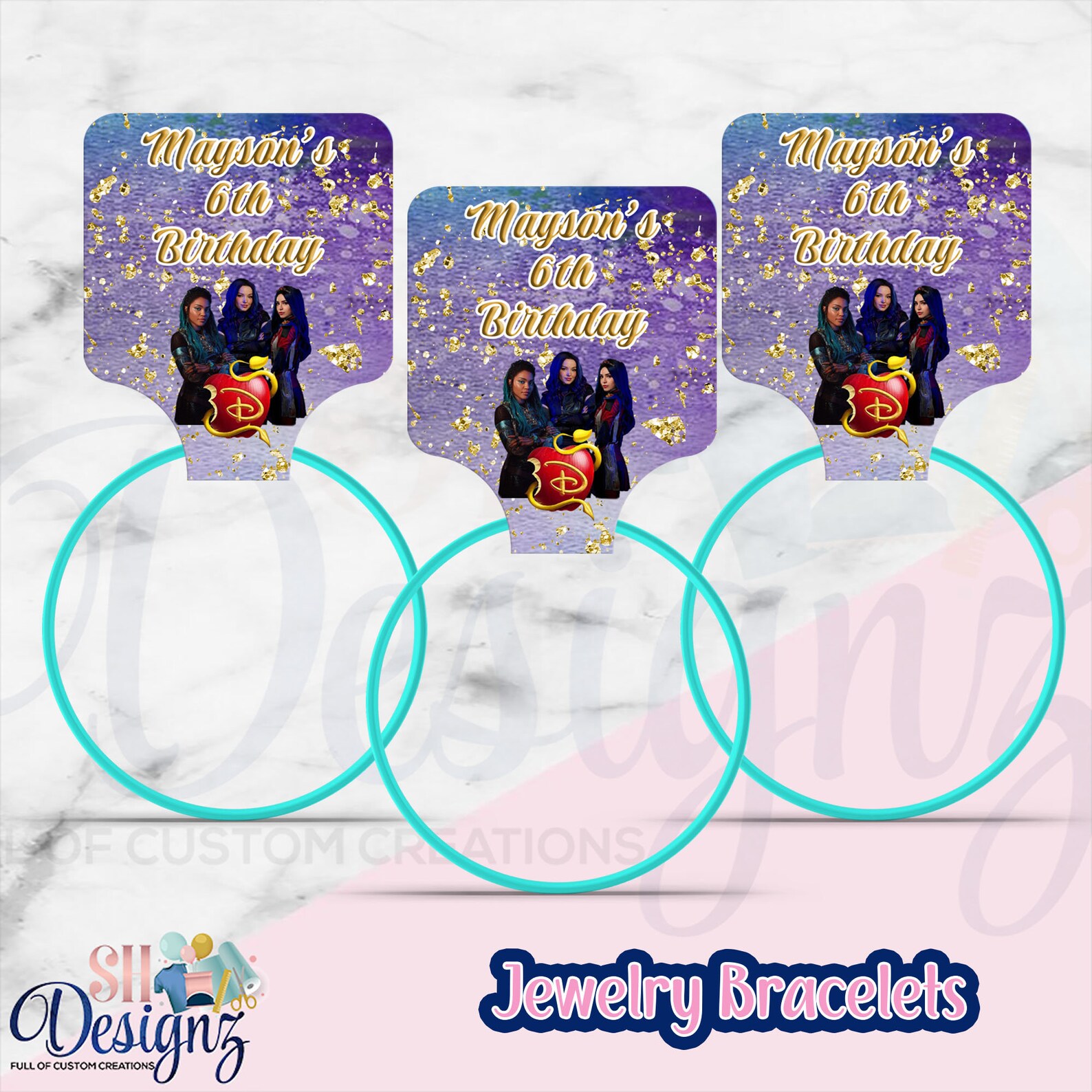 Descendants Birthday Party Bracelets Descendants 2 - Etsy