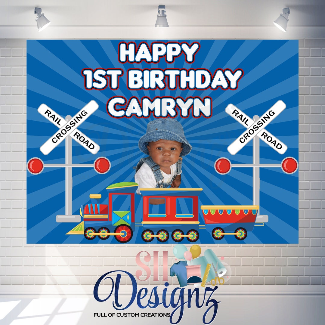 Train Birthday Party Banner Backdrops, Train Birthday Party, Train ...