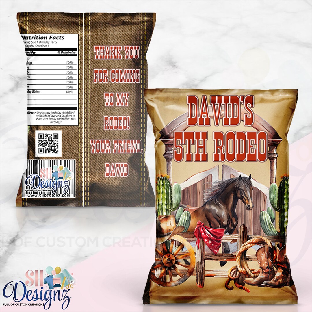 Cowboy Chip Bags, Rodeo Birthday Theme, Wild West Party Favors, Western ...